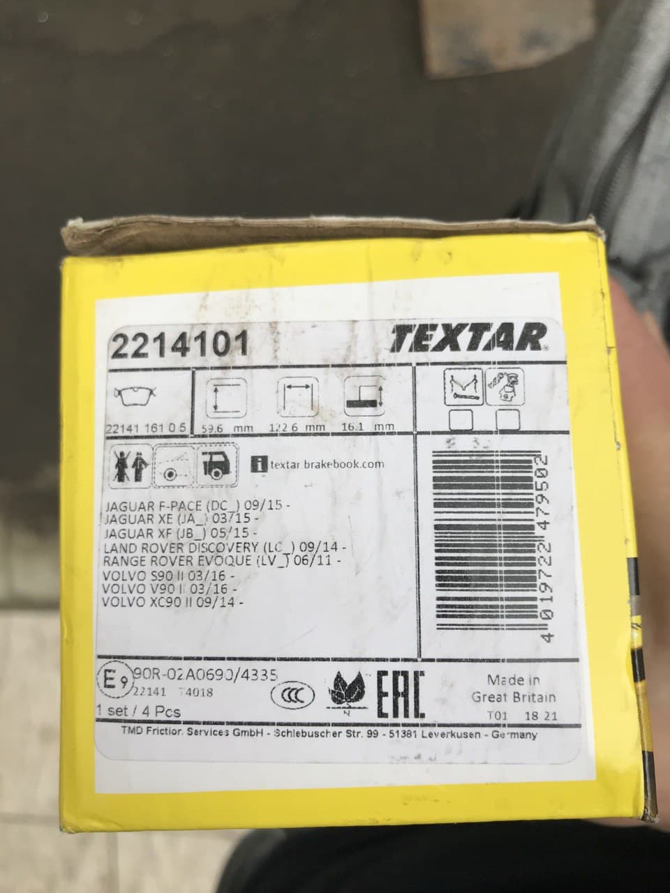 Задние тормозные колодки Textar — Volvo V90 Cross Country, 2 л, 2018 года | запчасти | DRIVE2