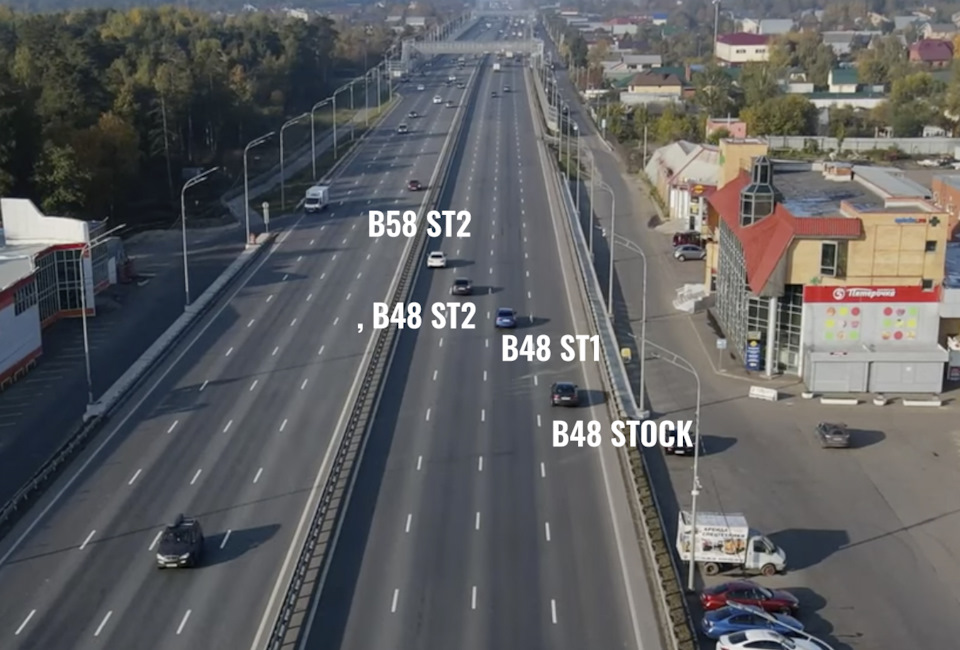 Гонки: сток B48, Stage 1, Stage 2 против 320d Stage 1 и B58 Stage 2 ...