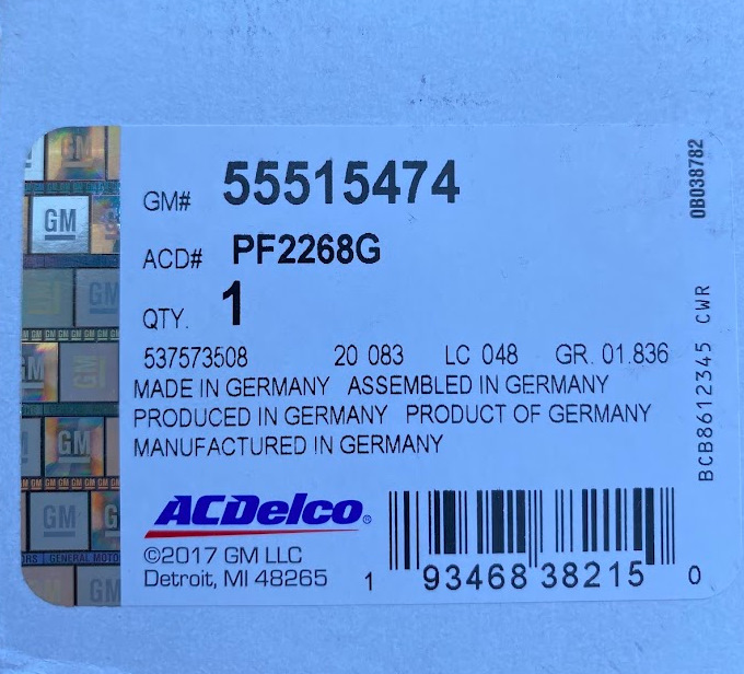 55515474 Фильтр масляный GM | Запчасти на DRIVE2