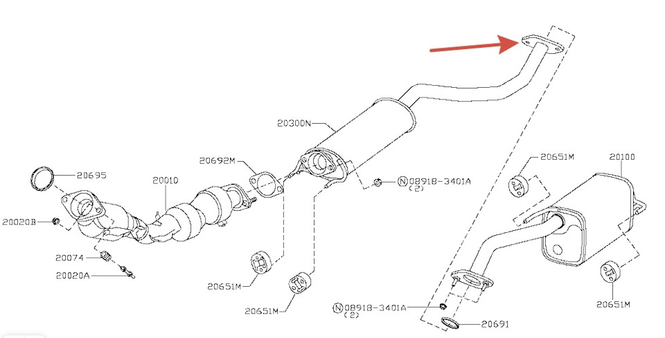 Фланец на трубе резонатора (малый) — Nissan Note (1G), 1,6 л, 2010 года ...