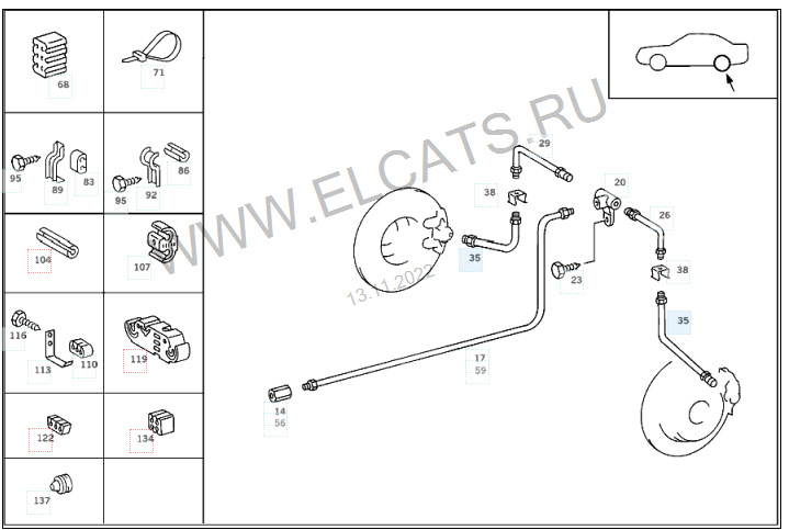 Комплект тормозных шлангов — Mercedes-Benz 190 (W201), 2 л, 1985 года ...