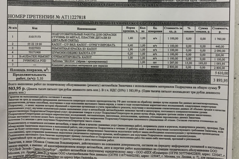 Покраска-КаскА — Skoda Octavia A7 Mk3, 1,8 л, 2018 года | визит на ...