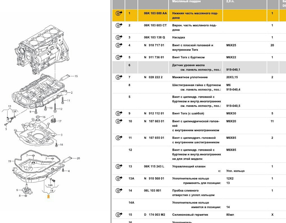 Замена пластикового масляного поддона — Volkswagen Tiguan (2G), 2 л ...