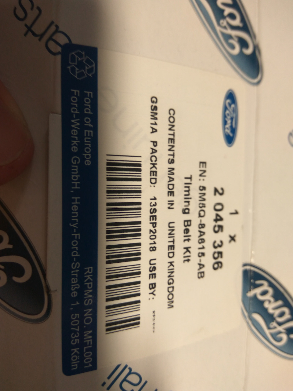 2045356 КОМПЛЕКТ РЕМНЯ ГРМ FOCUS 2011- / MONDEO Ford | Запчасти на DRIVE2