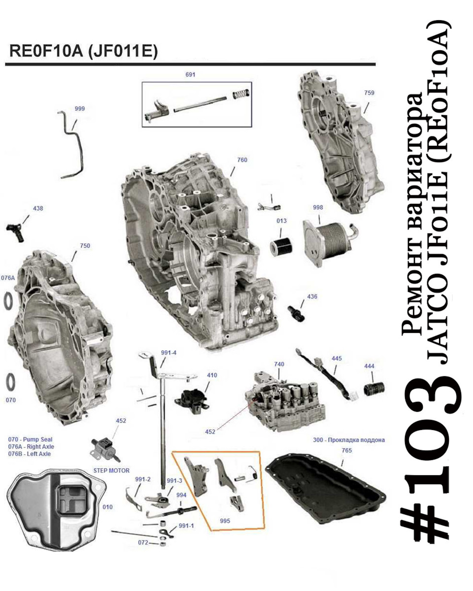 Ремонт вариатора JATCO JF011E (RE0F10A)… — Nissan Qashqai (1G), 2 л ...