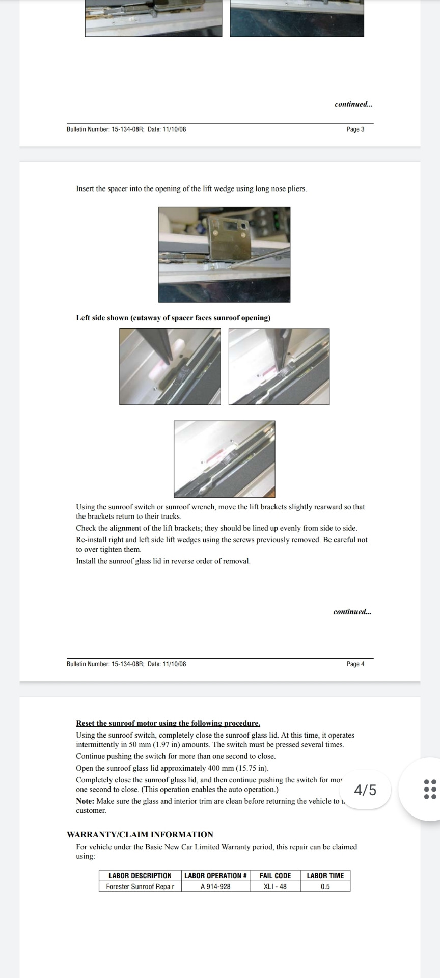 Оказывается subaru знает что есть проблема с люком и есть готовое ...