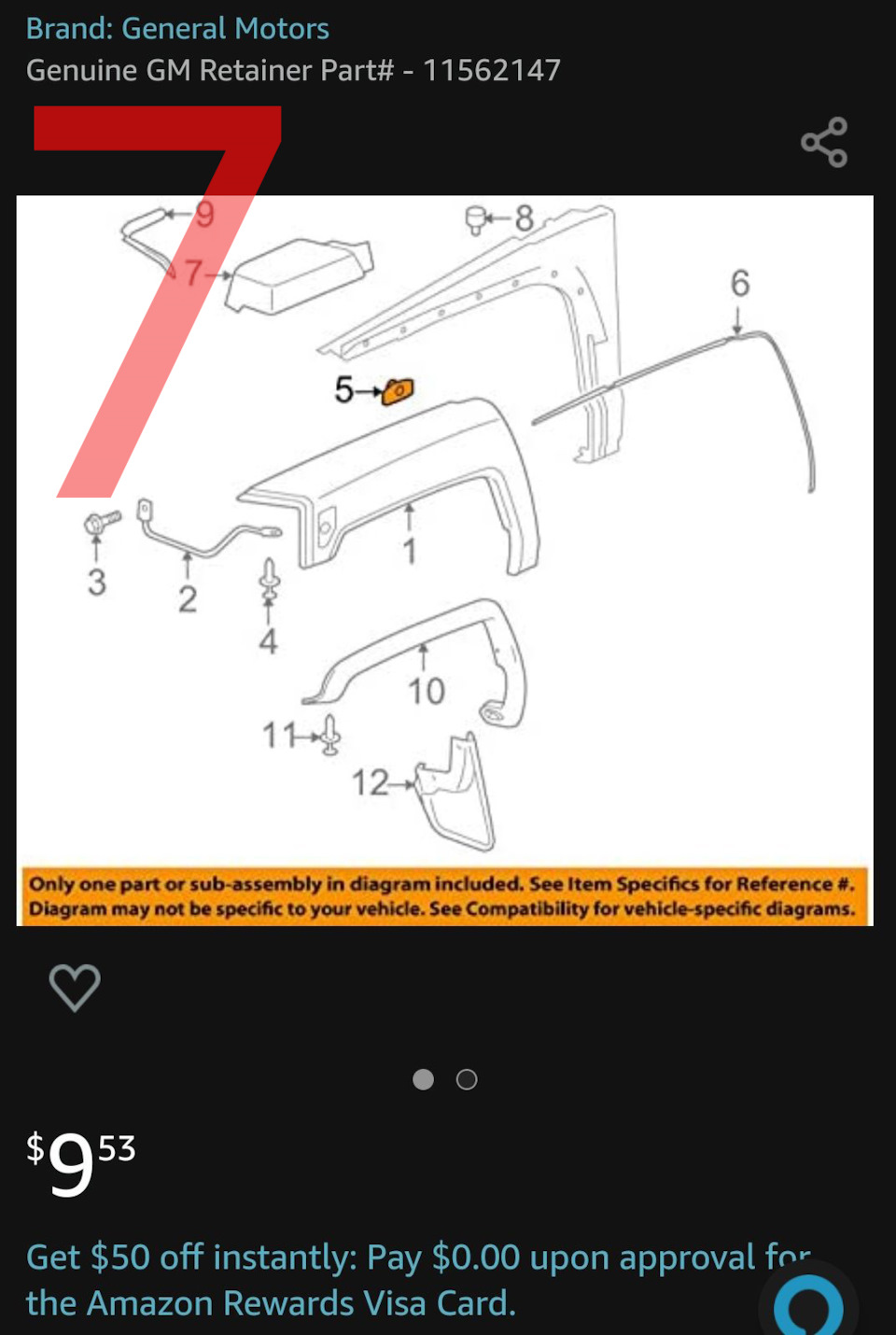 11562147 Прижимная пластина накладки заднего крыла / Hummer H3 06~ GM ...