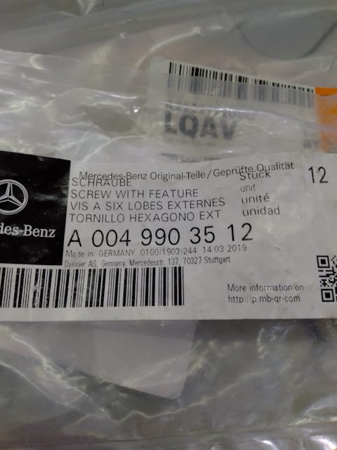 A0049903512 Болт м6. Mercedes | Запчасти на DRIVE2