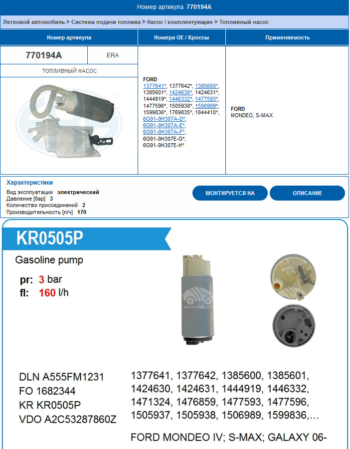 1682344 Модуль в сборе с бензонасосом Ford | Запчасти на DRIVE2