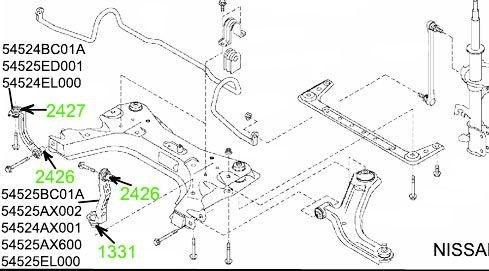 Сайлентблоки стоек подрамника — Nissan Micra (K12C), 1,2 л, 2010 года ...