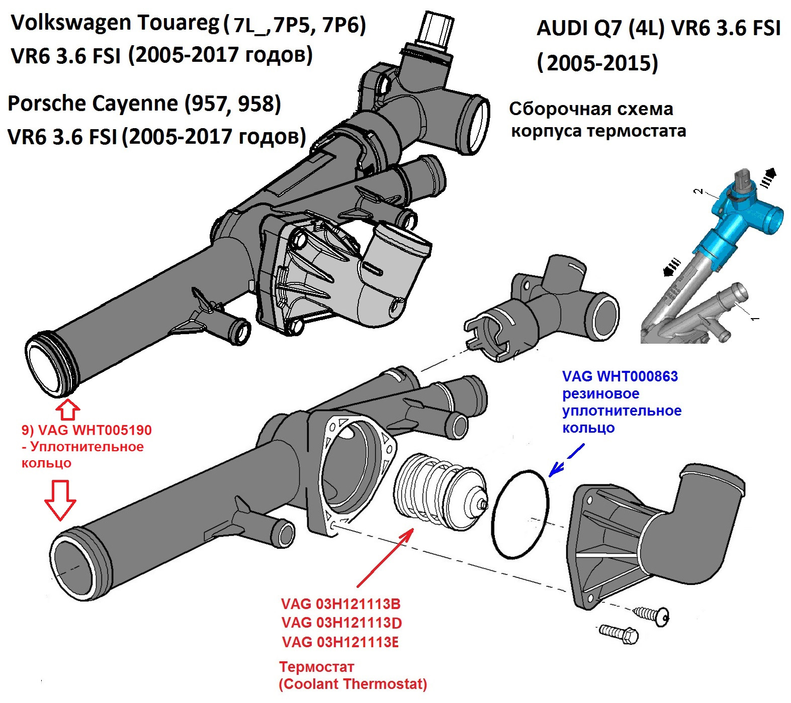 Устранение подтекания корпуса термостата (VW бензин VR6 3.6 FSI ...