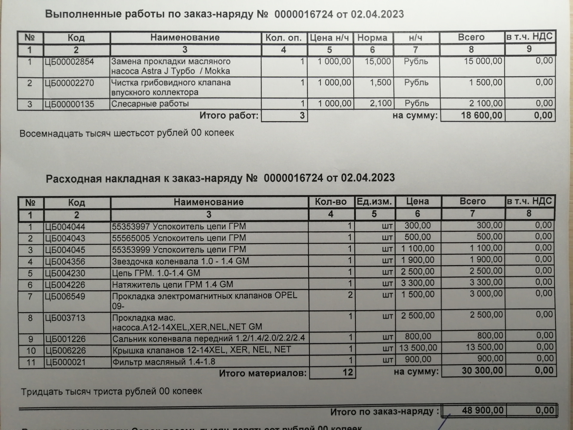 Устранение запотеваний, замена цепи грм — Opel Zafira Tourer, 1,4 л ...