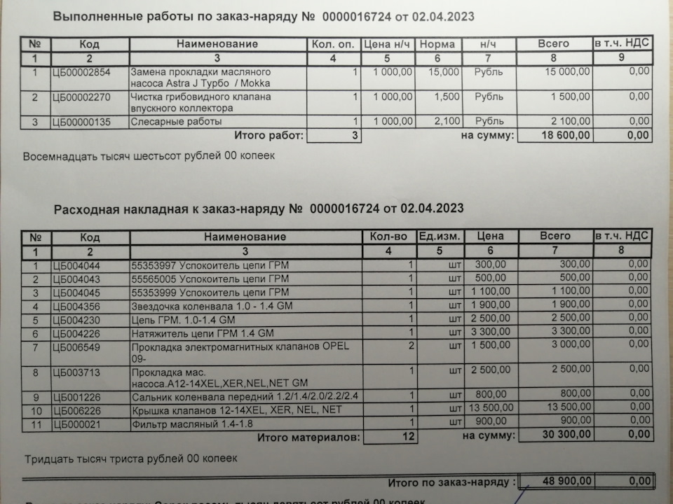Устранение запотеваний, замена цепи грм — Opel Zafira Tourer, 1,4 л ...