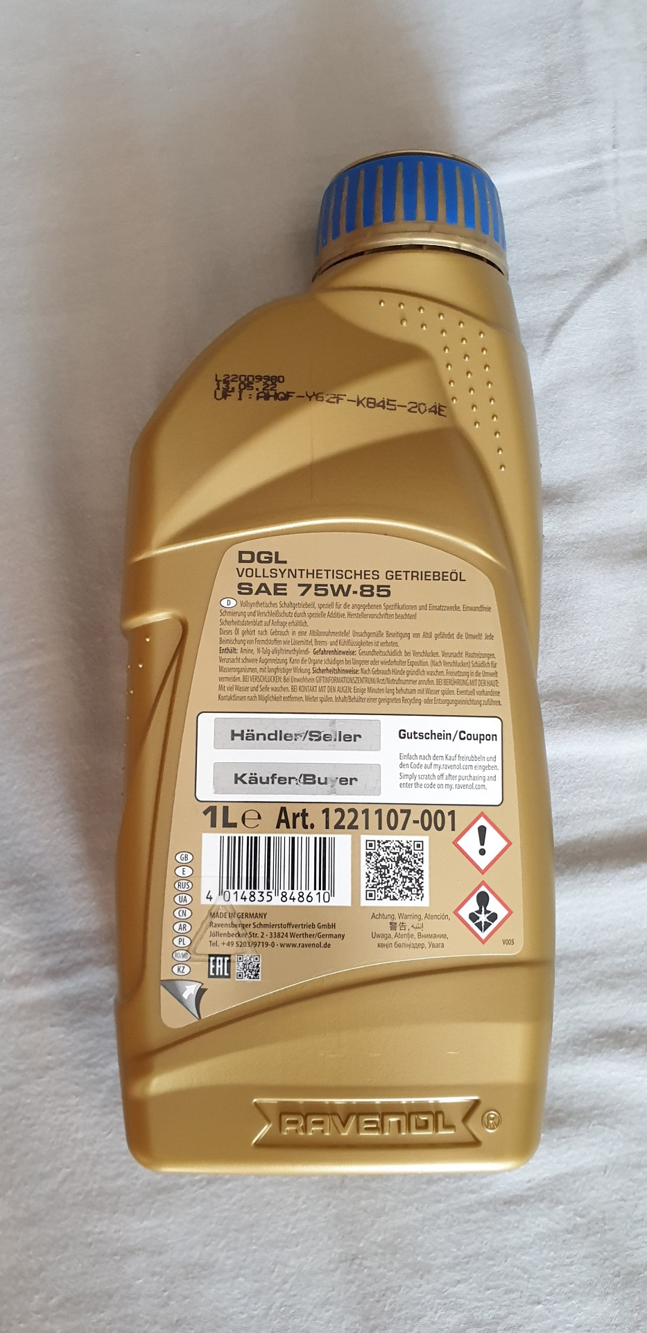 122110700101999 Трансмиссионное масло RAVENOL DGL 75W-85 LS, 1 литр ...
