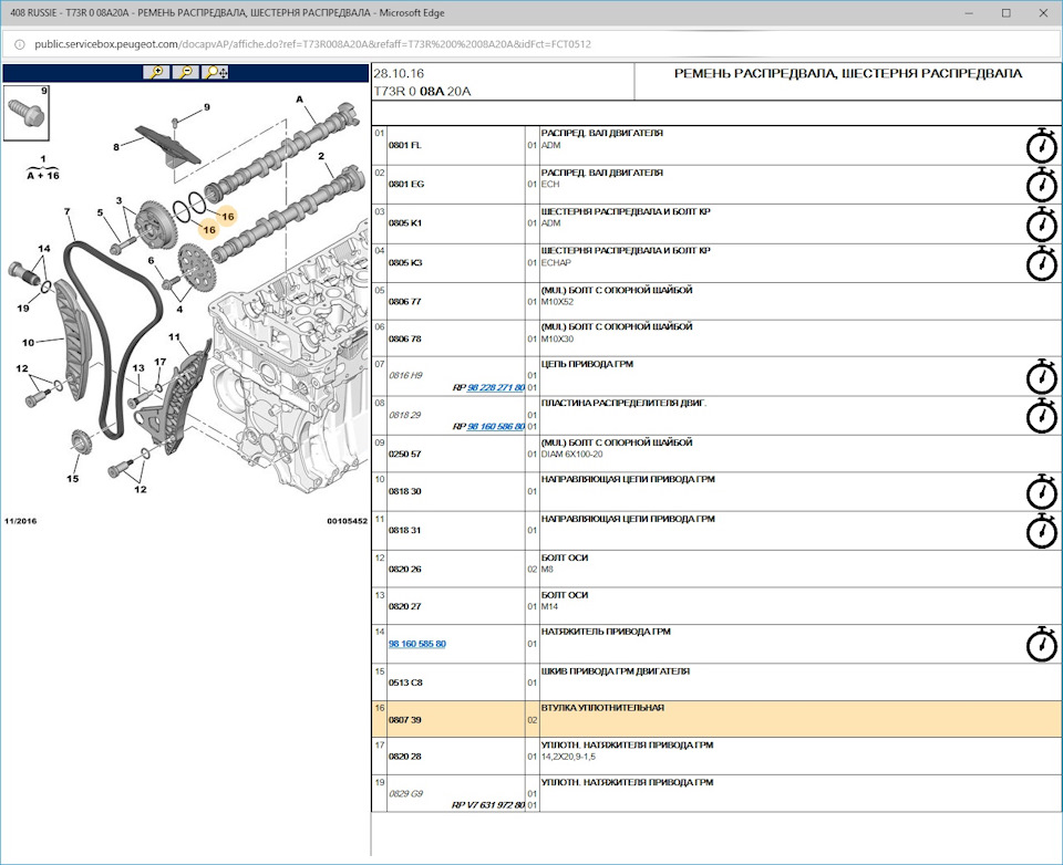 Готовлюсь к замене цепи ГРМ со товарищи — Peugeot 408 (1G), 1,6 л, 2014 ...