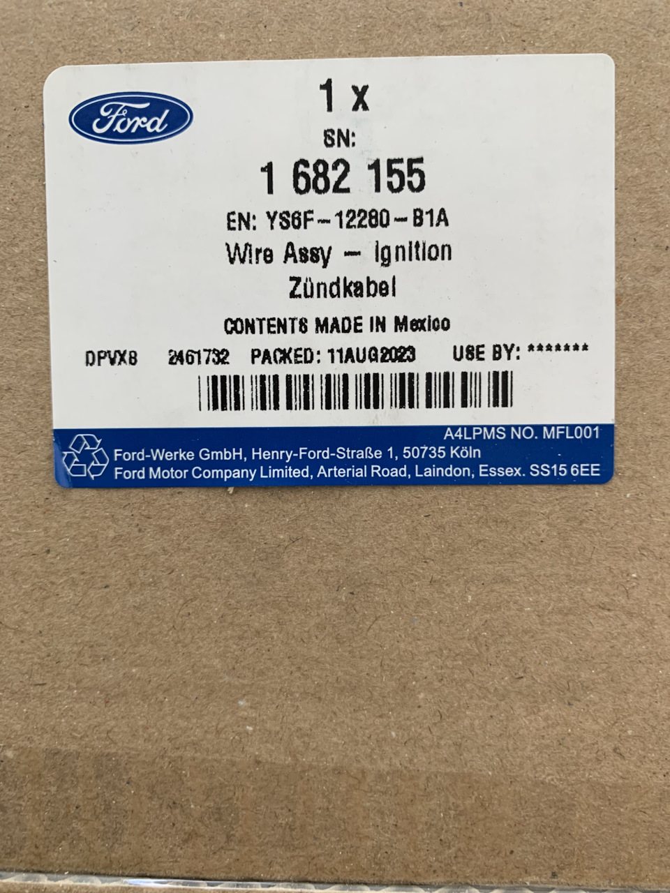 Провода зажигания Ford Focus /Fiesta / Mandeo . 1682155 / YS6F1228081A ...