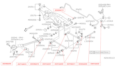 20540AA000 Болт с эксцентриком SUBARU | Запчасти на DRIVE2