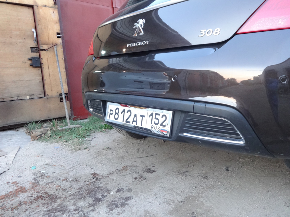 Накладка заднего бампера с хром вставками — Peugeot 308 (1G), 1,6 л ...