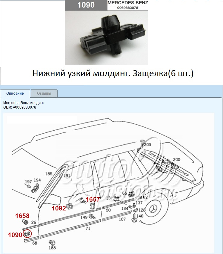 Клипсы узких молдингов. — Mercedes-Benz E-Class (W124), 2 л, 1991 года ...