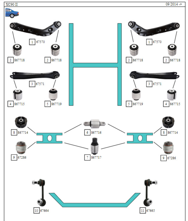 Аналоги элементов ходовой VOLVO XC90 SPA 2014- — Volvo XC90 (2G), 2 л ...