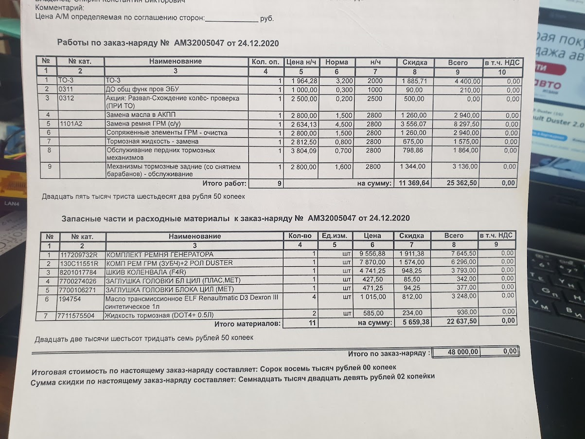ТО-3 — Renault Duster (1G), 2 л, 2014 года | плановое ТО | DRIVE2