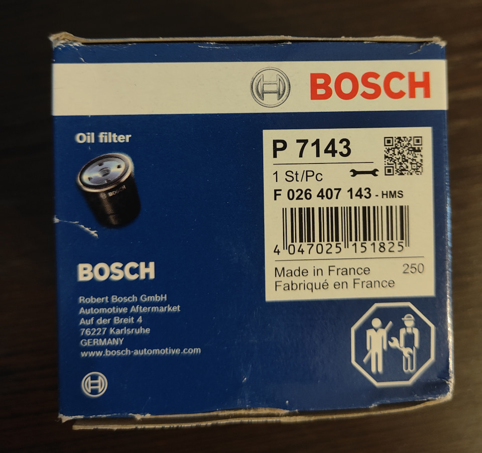 F026407143 Масляный фильтр BOSCH | Запчасти на DRIVE2