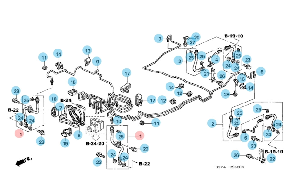 Подбор и замена переднего тормозного шланга. — Honda Pilot (1G), 3,5 л ...