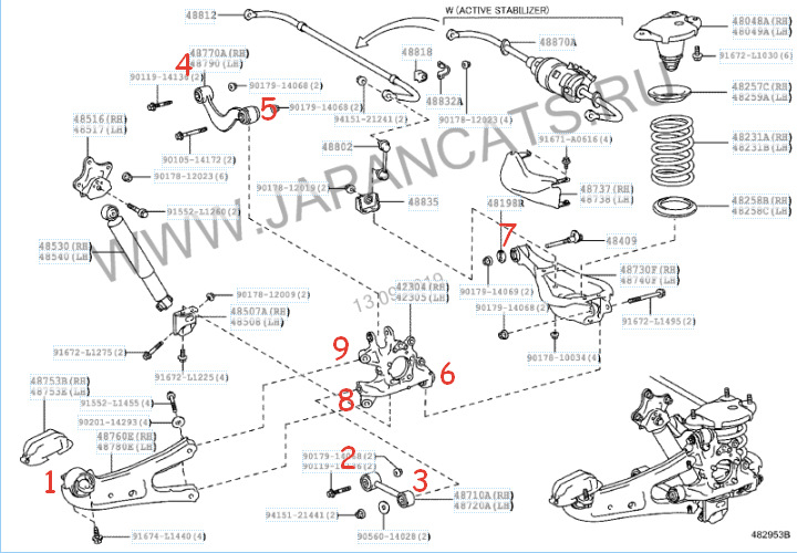 Сайлентблоки задней подвески LEXUS RX III поколение — Lexus RX 450h (3G ...