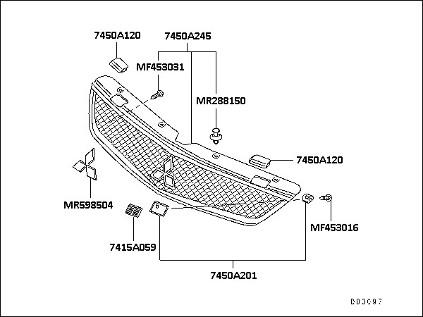 7450A245 Решетка радиатора Mitsubishi | Запчасти на DRIVE2