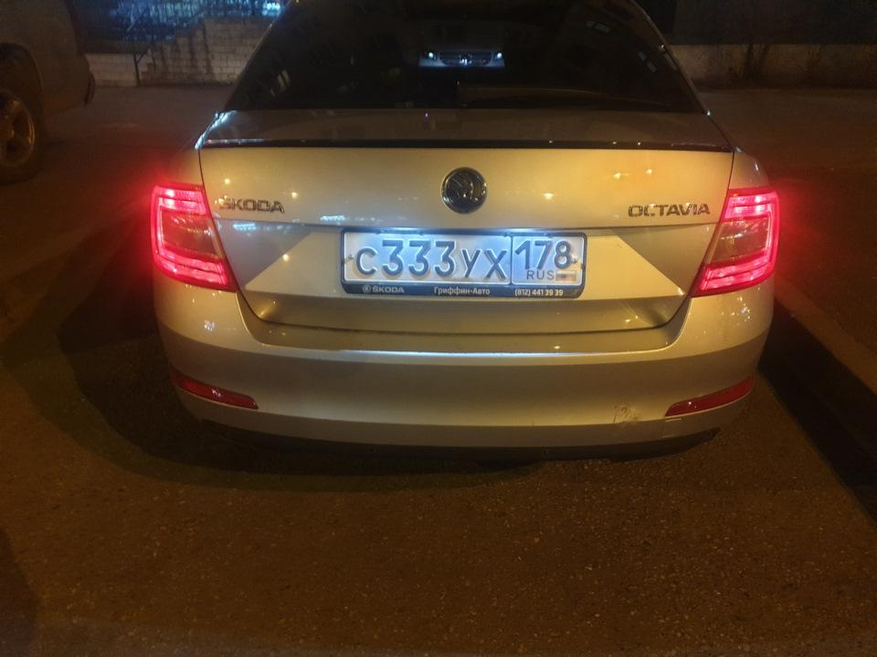 Светодиодная подсветка г/с номера — Skoda Octavia A7 Mk3, 1,4 л, 2013 ...