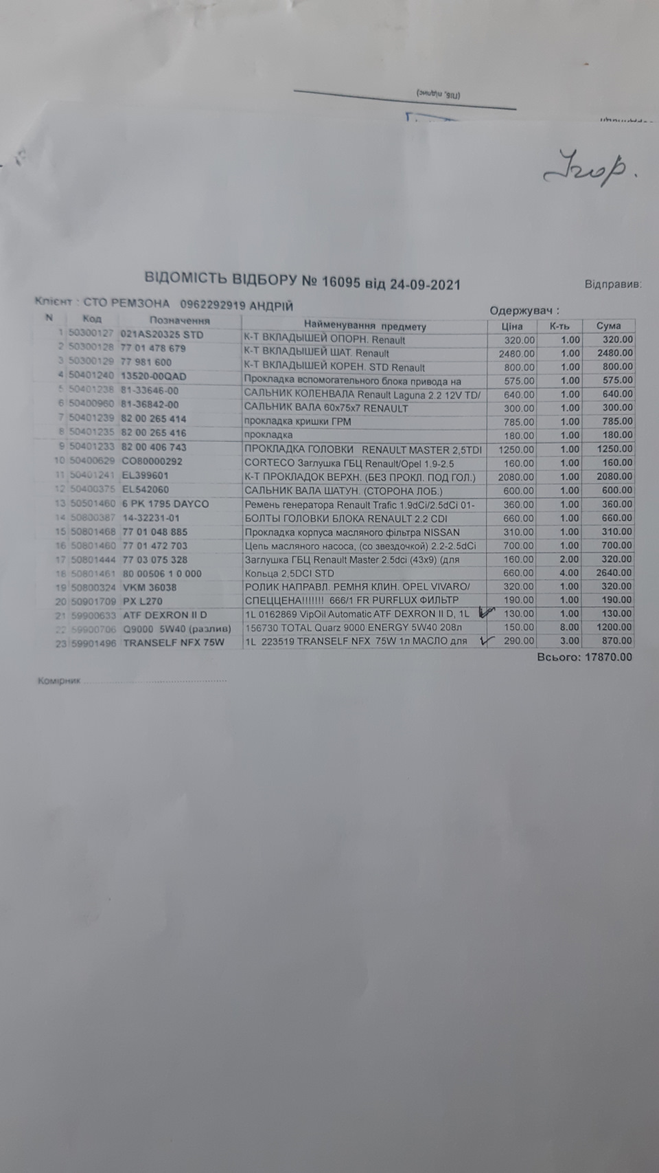 8200406743 Прокладка ГБ Рено Master(Мастер) G9U724 RENAULT | Запчасти ...