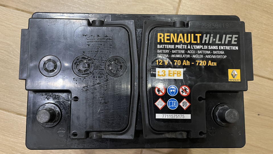 7711575175 Аккумуляторная батарея 70ah 720a RENAULT | Запчасти на DRIVE2