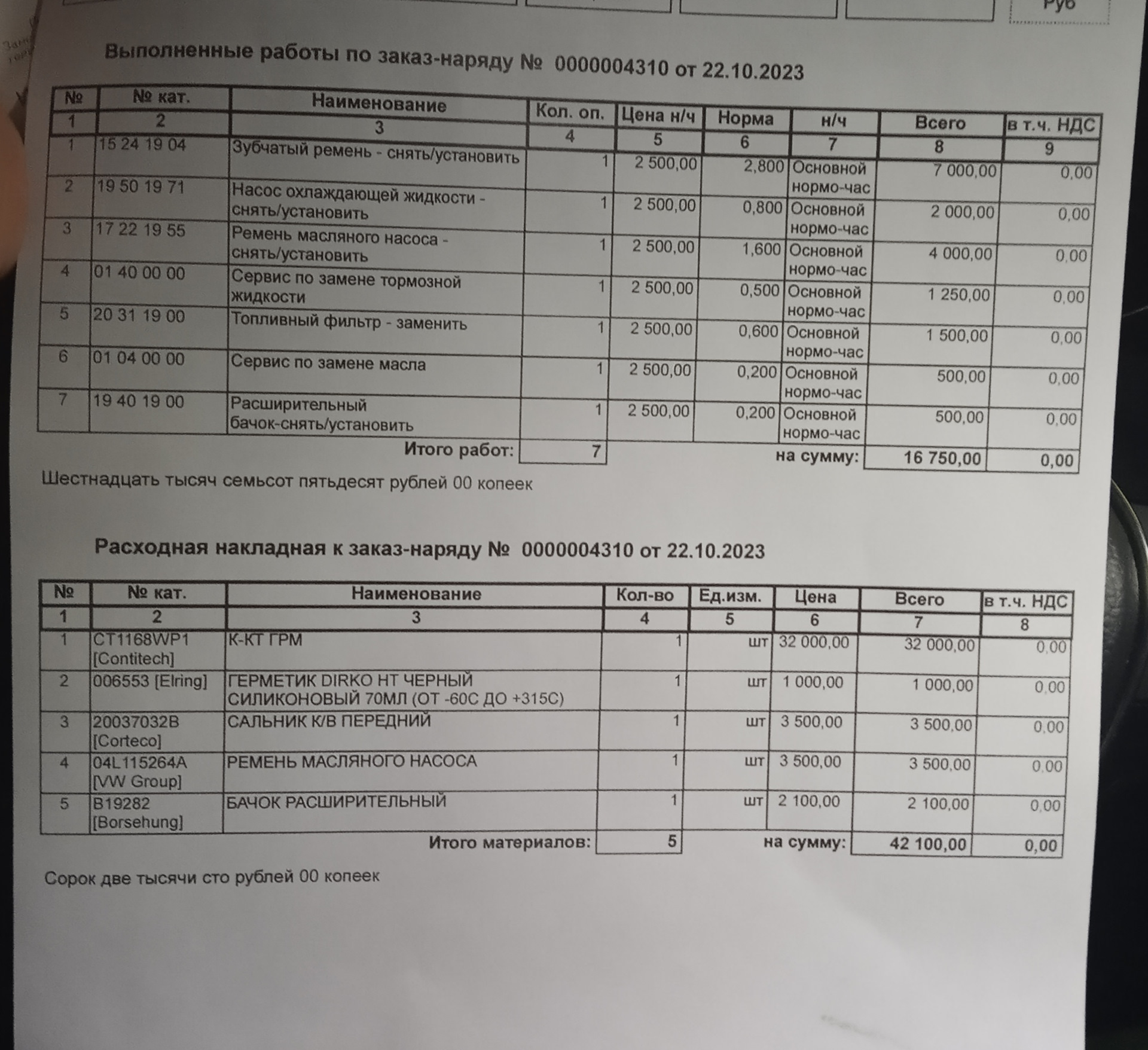 Большое ТО 100000км — Volkswagen Passat B8, 2 л, 2019 года | плановое ...