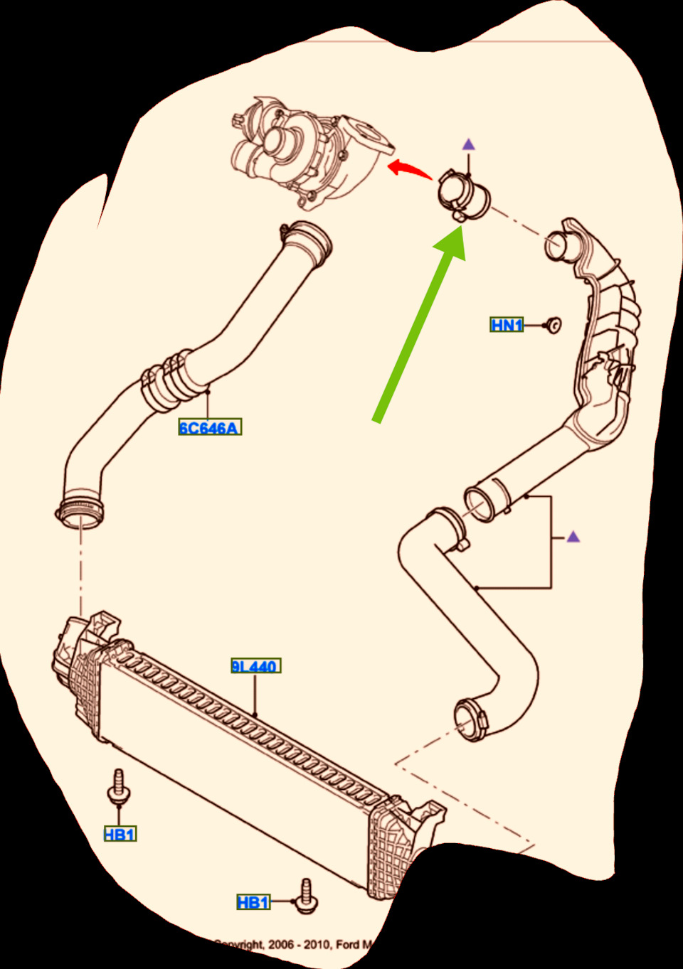 патрубок подачи воздуха — Ford Galaxy (Mk III), 2 л, 2008 года | своими ...