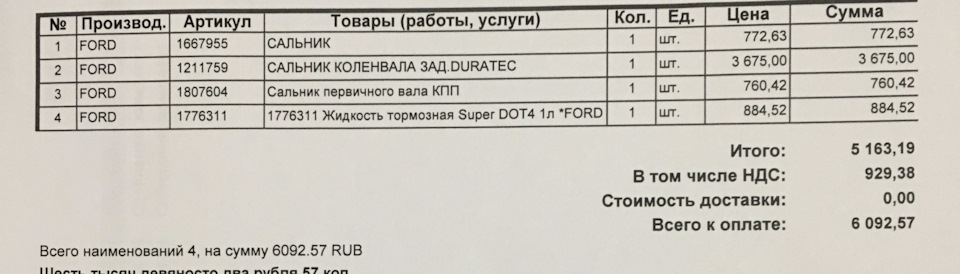 1807604 Сальник первичного вала МКПП / 90~ Ford | Запчасти на DRIVE2