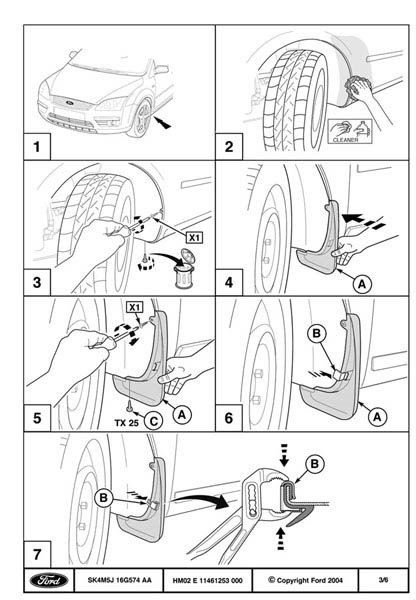 №85 — Установка оригинальных передних брызговиков Ford — 1 854 107 с ...