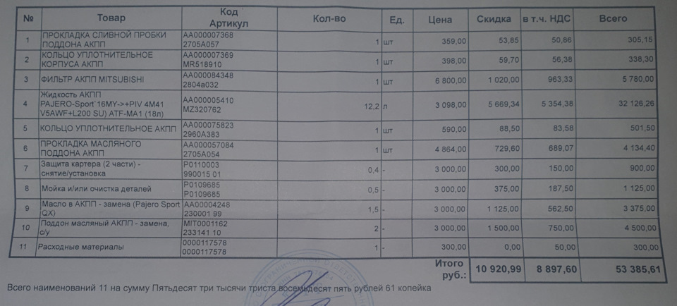 Замена масла в АКПП — Mitsubishi Pajero Sport (3G), 3 л, 2017 года ...