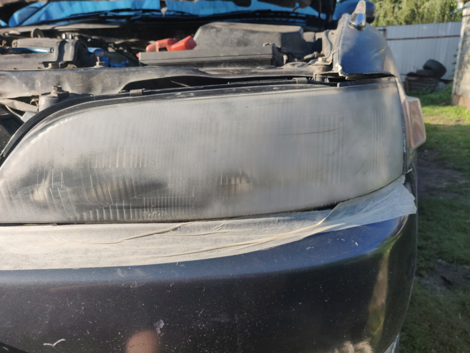 Повторная полировка фар химией. — Toyota Mark II (90), 1,8 л, 1993 года ...