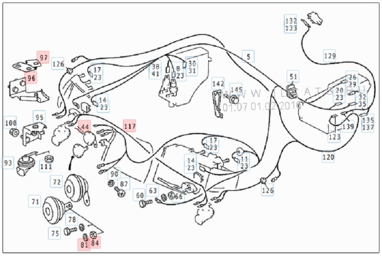 Опция 452 — Двухтоновый звуковой сигнал — Mercedes-Benz E-Class (W124 ...