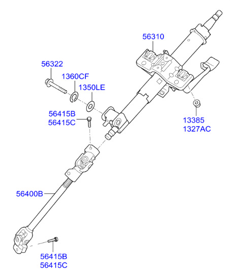 1. Запчасти, конструкция рулевого управления для Hyundai Solaris 2014 ...
