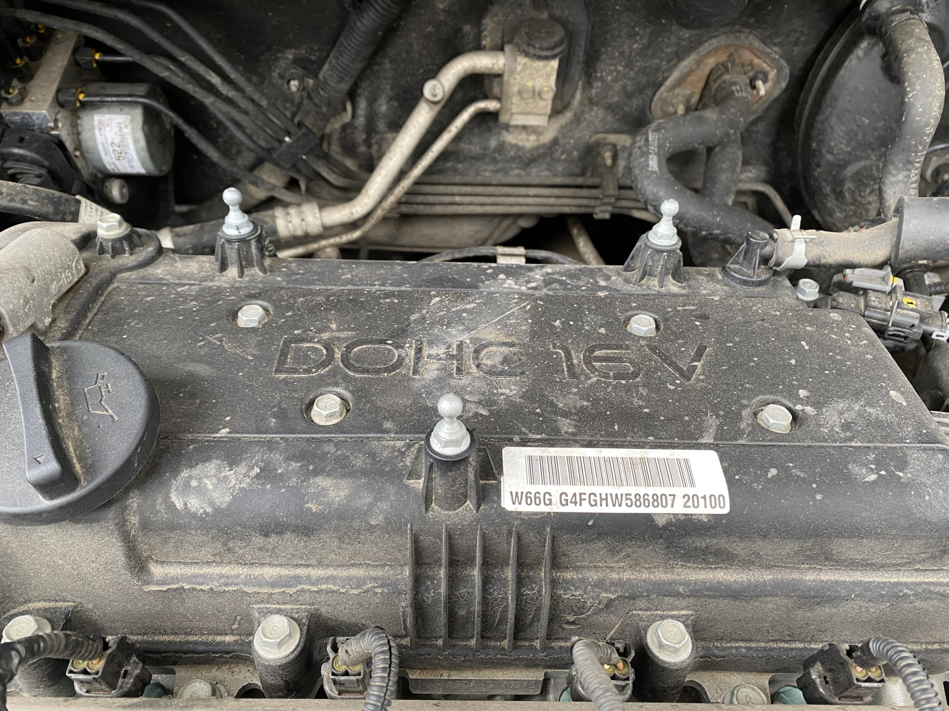 Декоративная крышка на двигатель DOHC 16v — KIA Rio (4G), 1,6 л, 2017 ...