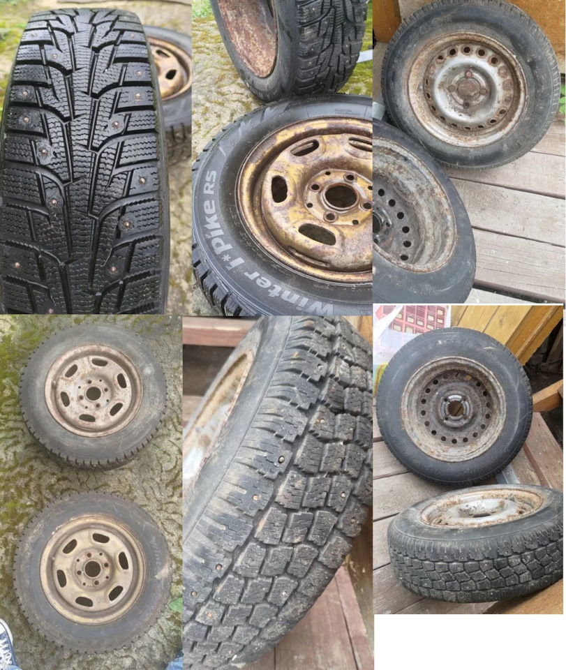 Шины зимние шипованные Hankook 175/70 R13, штампованные диски ...