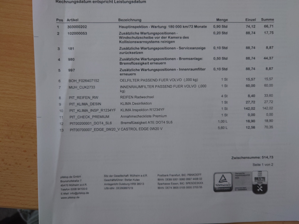 ТО-6 (180.000км / 72 месяца) — Volvo V60 Cross Country (1G), 2 л, 2017 ...