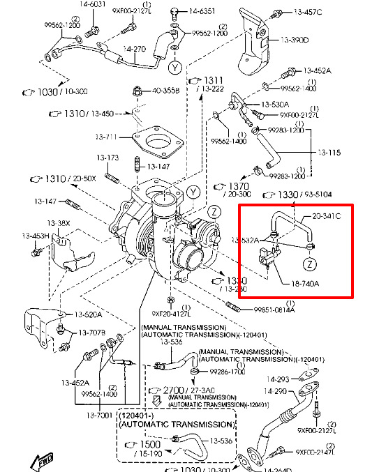 Замена трубки управления турбиной — Mazda CX-7, 2,3 л, 2012 года ...