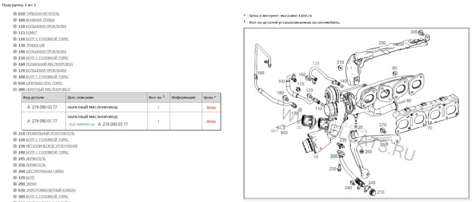 A2740900377 Трубка масляная турбонагнетателя Mercedes | Запчасти на DRIVE2