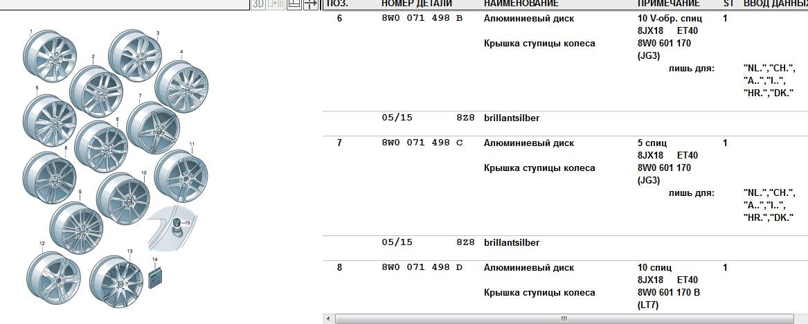 Заводские диски под A4 и RS4. ( сканы из ETKA ) — Audi A4 Allroad (B9 ...