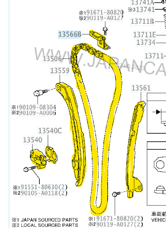 Оценка запчастей для замены цепи ГРМ — Toyota Camry (XV50), 2,5 л, 2012 ...