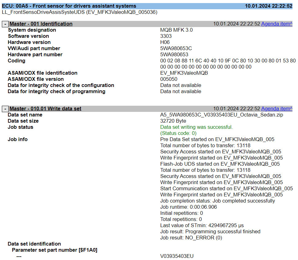 5WA980653C v3303 Camera firmware and parameter update — DRIVE2