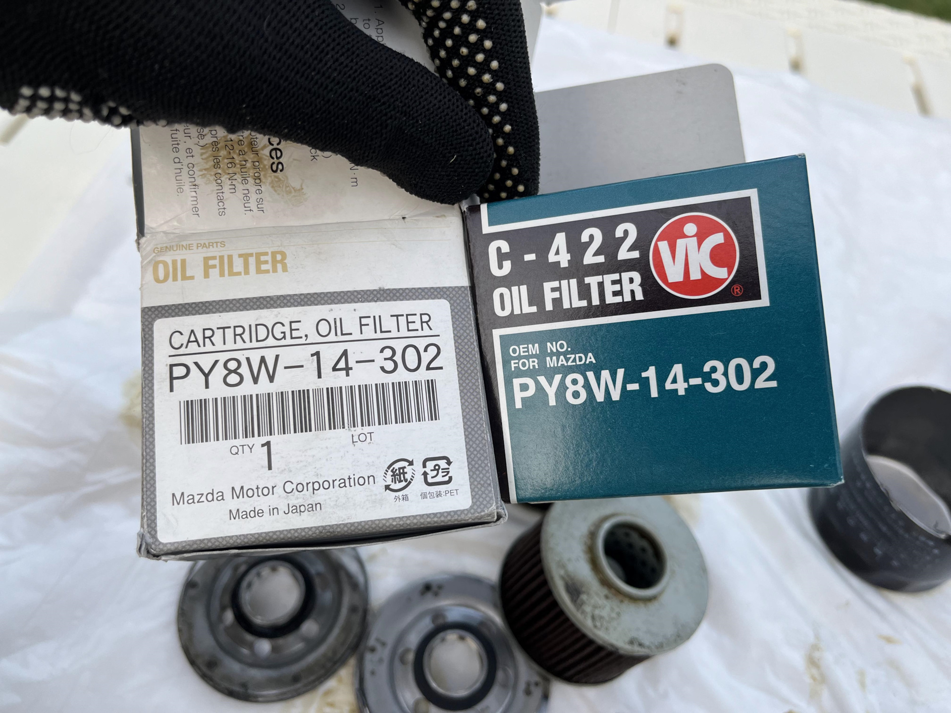 ТО-3,5 и переезд на RAVENOL. Вскрытие масляного фильтра Vic C-422 — Mazda CX-9 (2G), 2,5 л, 2019 ...