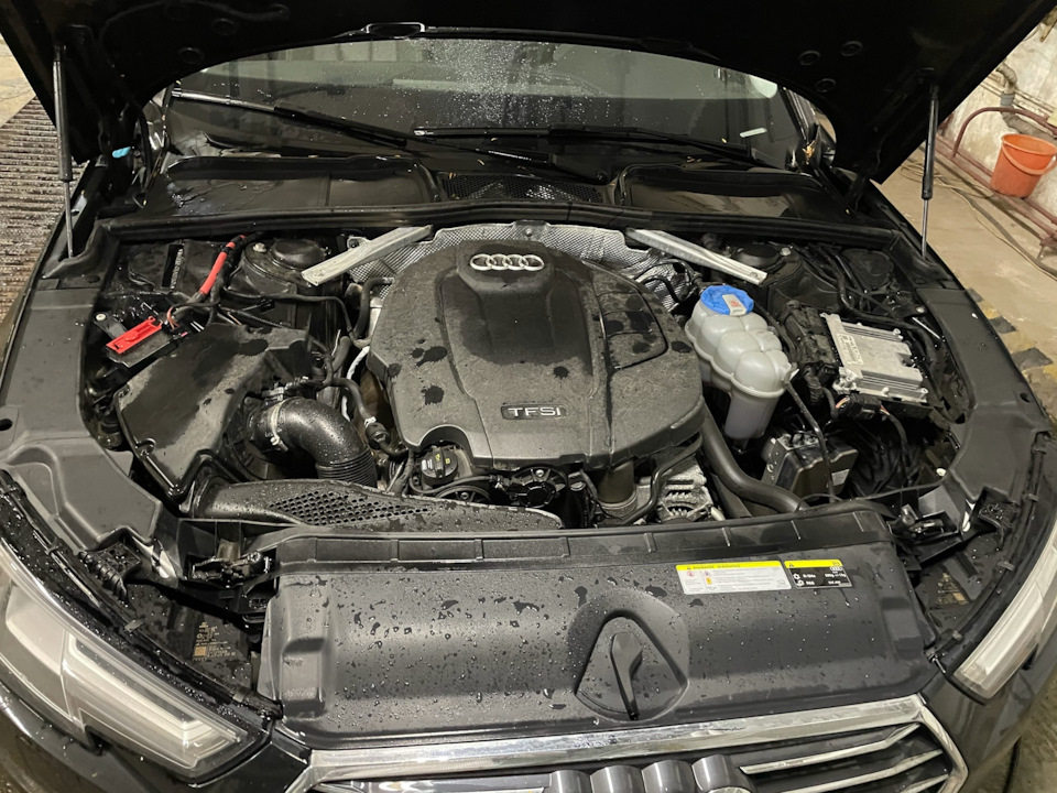 Пластик и заглушки под капот — Audi A4 (B9), 2 л, 2015 года ...